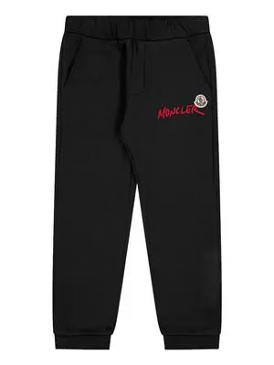 Moncler Elastic Waist Jogger Trousers With Embroidered Logo - Black