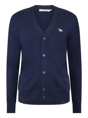 Maison Kitsuné Tricolour Fox Patch Classic Cardigan - Blue
