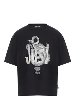 Just Cavalli Snake Logo Print T-shirt - Black