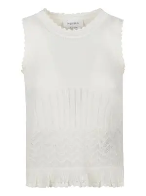 Alexander McQueen Knitted Ruffle-trim Tank Top - Ivory