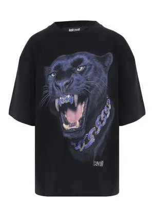 Just Cavalli Panther Graphic T-shirt - Black