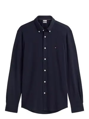 Tommy Hilfiger Cotton Knitted Long-Sleeve Slim-Fit Shirt Black