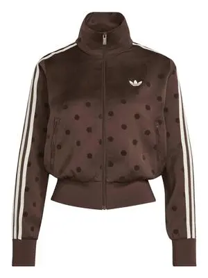 ADIDAS ORIGINALS Cropped Polka Dot Track Jacket With Stand-up Collar - Brown