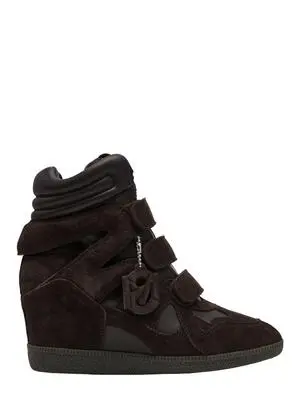 Steve Madden Suede Hightop Wedge Sneakers - Black