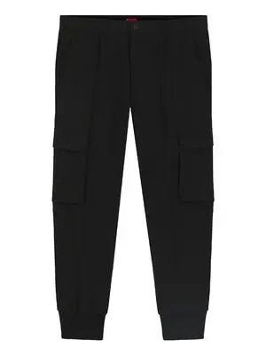 Hugo Boss Cargo Jogger Pants With Button-zip Waist - Black