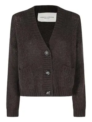 ROBERTO COLLINA Chunky Knit V-neck Cardigan - Brown