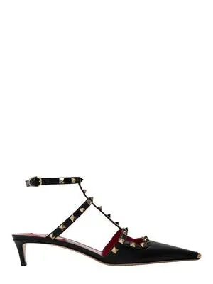 Valentino Garavani Studded Pointed Toe Slingback Pumps - Black