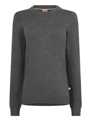 Hugo Boss Minimal Crewneck Long Sleeve Knit Top - Grey