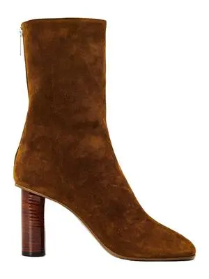 PARIS TEXAS Paris Texas Suede Block Heel Ankle Boots With Wooden Effect Heel