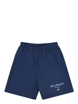 Balmain Elasticated Woven Shorts With Brand Letter Print - No
