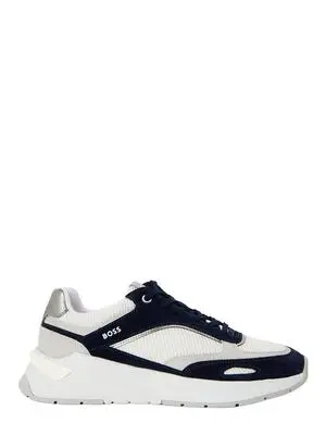 Hugo Boss Mesh Suede Mixed Low-top Sneakers - White