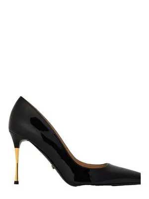 MACHMACH Mach & Mach Pointed Toe Slip-on Pumps With Metallic Stiletto Heel - Black