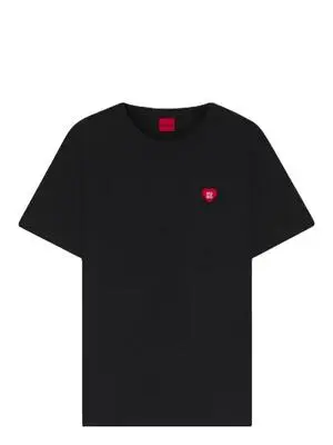 Hugo Boss Crew Neck Short Sleeve T-shirt With Heart Embroidery - Black