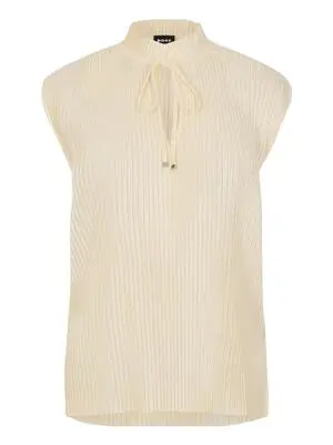 Hugo Boss Sleeveless Stand Collar Knit Top - White