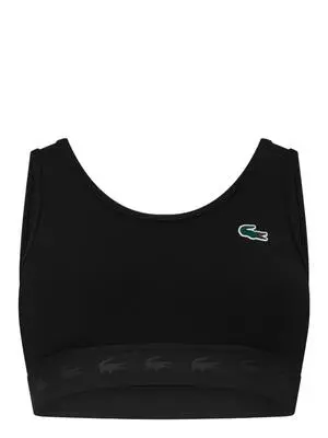 Lacoste Sleeveless Ribbed Crop Top - Black
