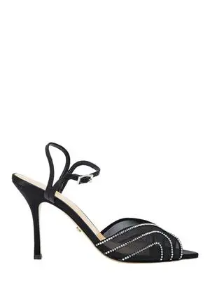 MACHMACH Open-toe Stiletto Heel Sandals With Crystal Embellishments - Black