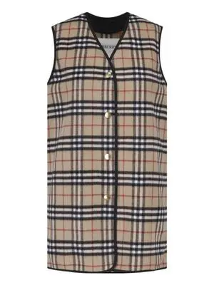 Burberry Checked Plaid Vest - Beige