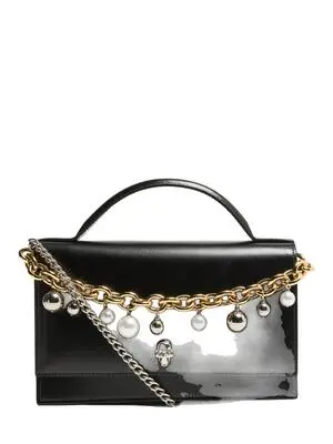 Alexander McQueen Smooth Leather Shoulder/crossbody Bag With Decorative Chain Strap - Black