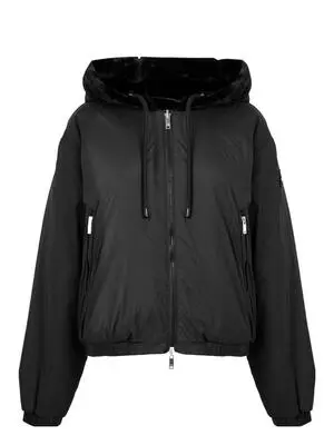 Moose Knuckles Cropped Hooded Bomber Jacket - Black