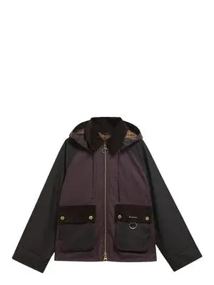 Barbour Cropped Hooded Jacket With Contrasting Trim - Black