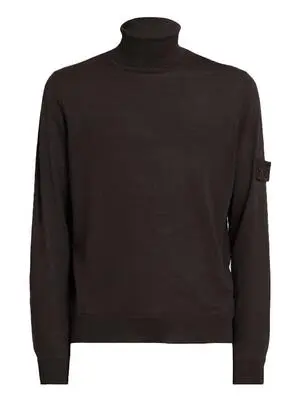 Stone Island Stone Island Turtleneck Long Sleeve Knit Sweater With Appliqué Black