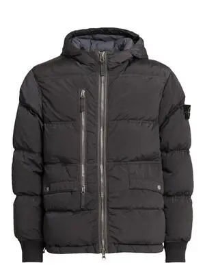 Stone Island Short Quilted Down Jacket With Hood - Black