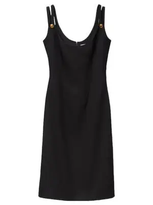 Versace Wool Grain-de-poudre Midi Dress With Medusa Hardware - Black