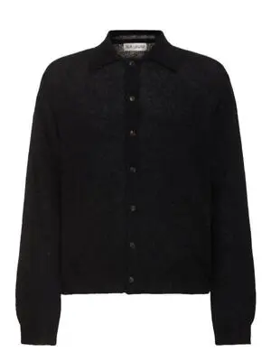 Our Legacy Our Legacy Ribbed Collar Knit Sweater With Front Button Closure Black