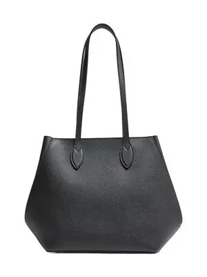 VALEXTRA Grained Leather Shopper Tote Bag - Black
