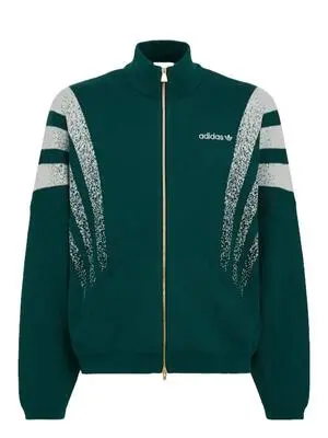 ADIDAS ORIGINALS Zip Up Knit Sweater With Graphic Details - Green