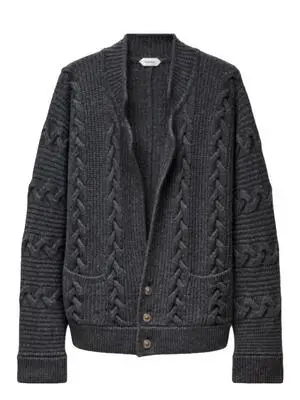 Versace Wool-cashmere Knit Cardigan With Medusa Buttons - Grey