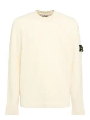 Stone Island Crew Neck Long Sleeve Knit Sweater - White