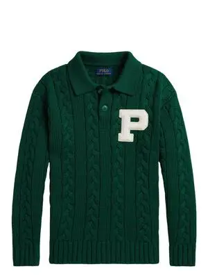 Polo Ralph Lauren Cable Knit Letterman Polo - Green