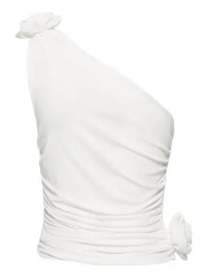 Magda Butrym Magda Butrym Asymmetrical Draped Top With Applique White