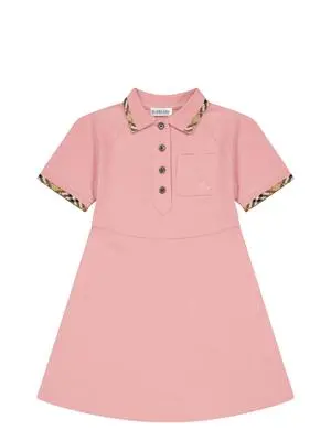 Burberry Polo Shirt Dress With Check Trim - No