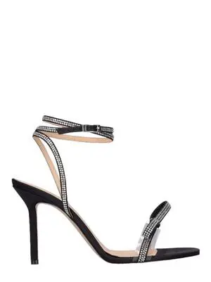 MACHMACH Stiletto Sandals With Ankle Strap And Bow Detailing - Black