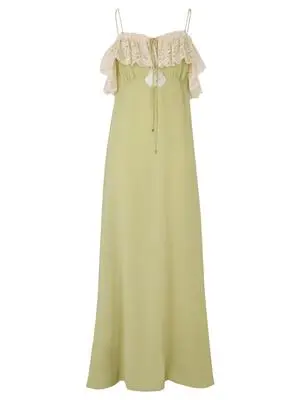 Chloé Lace Trimmed Maxi Dress - Green