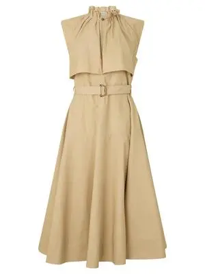 Burberry Sleeveless High Neck Belted Midi Dress - No