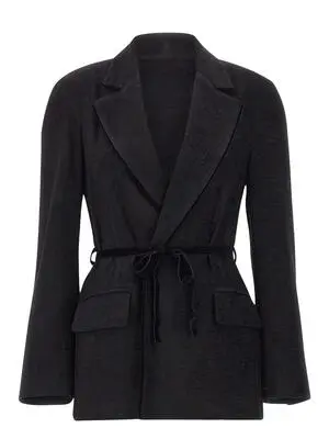 KAOS KAOS V-Neck Tie-Front Blazer Black