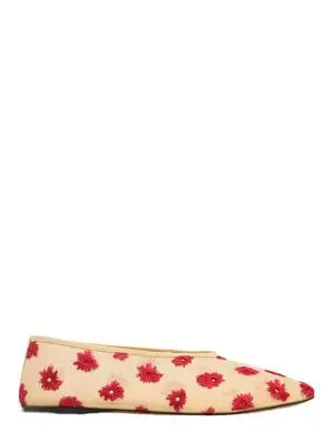 Proenza Schouler Floral Appliqué Slip-on Flats - Nude