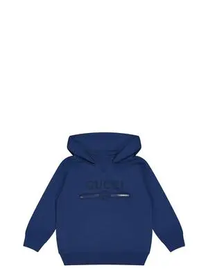 Gucci Longsleeve Hooded Sweatshirt With Chest Logo - Blue