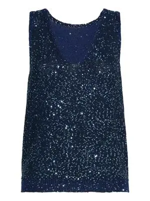 Max Mara Weekend Max Mara Sequin Embellished Sleeveless Top Blue