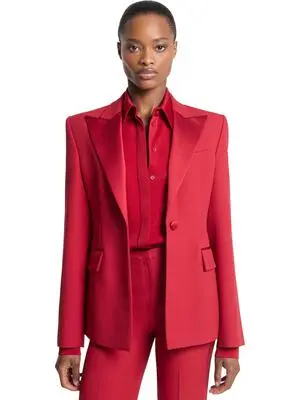 Michael Kors Georgie Double Crepe Sablé Blazer - Red