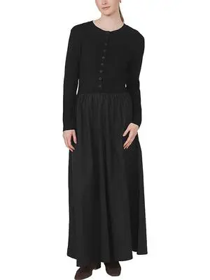 POINT Point Mixed Media Maxi Dress Black