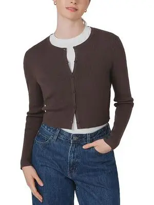 POINT Classic Cropped Cardigan Chocolate