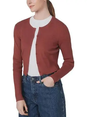 POINT Classic Cropped Cardigan Dark Rust