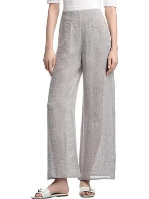 Emporio Armani Wide Leg Gauze Trousers - Muted Grey