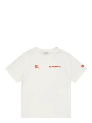 Burberry Crewneck Short Sleeve T-shirt With Printed Detail - White