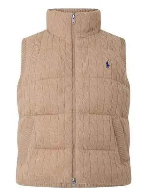 Polo Ralph Lauren Cableknit Standcollar Gilet - Camel