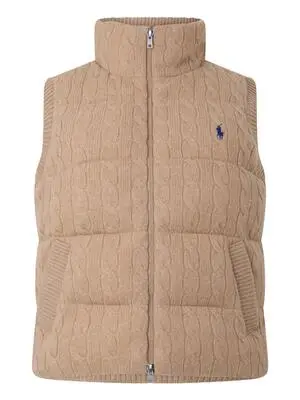 Polo Ralph Lauren Cableknit Standcollar Gilet - Camel